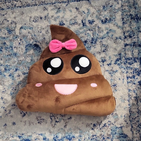 Toys | Cute Brown Poop Emoji Plush With Pink Bow | Poshmark